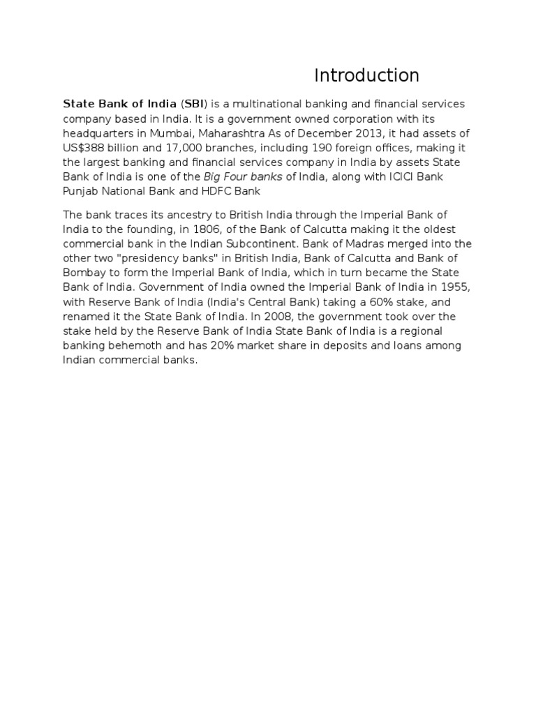 State Bank of India (SBI) Is A Multinational Banking and Financial ...