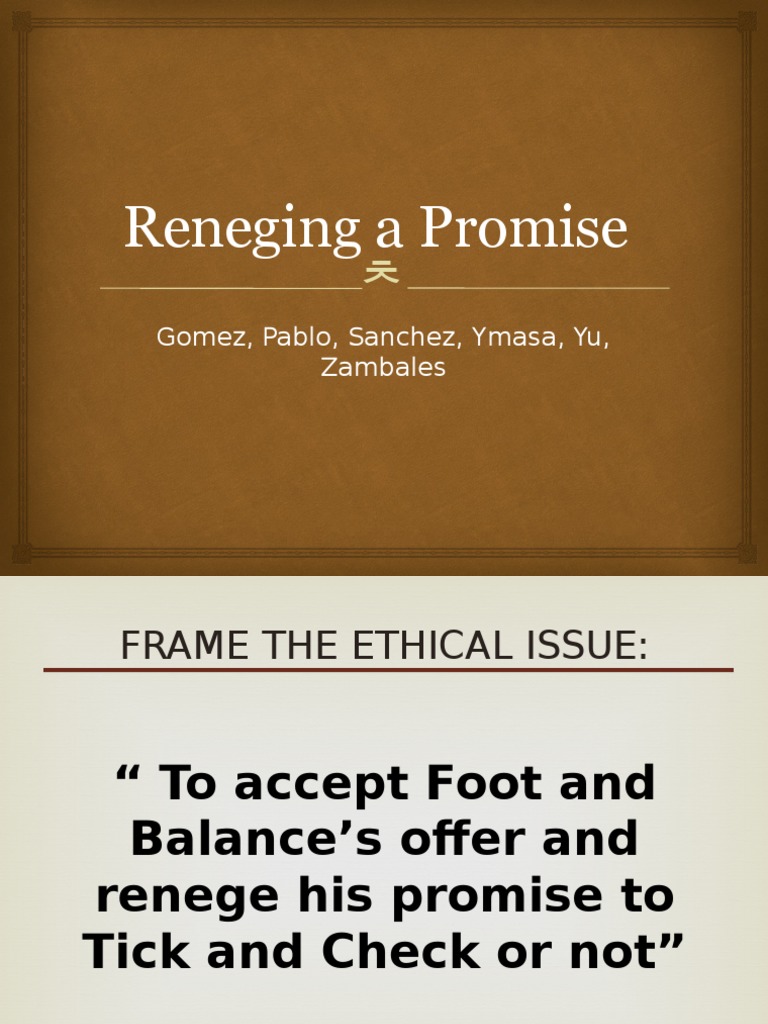 Reneging A Promise | PDF | Morality | Stereotypes