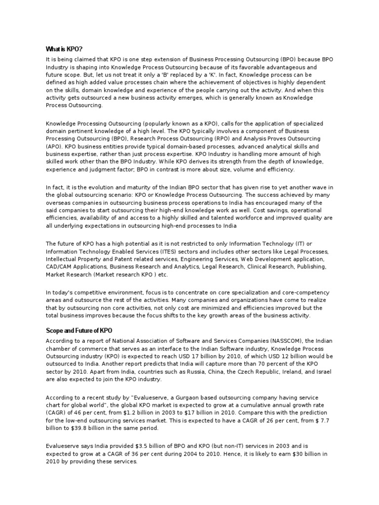 What Is KPO | PDF | Business Process Outsourcing | Offshoring
