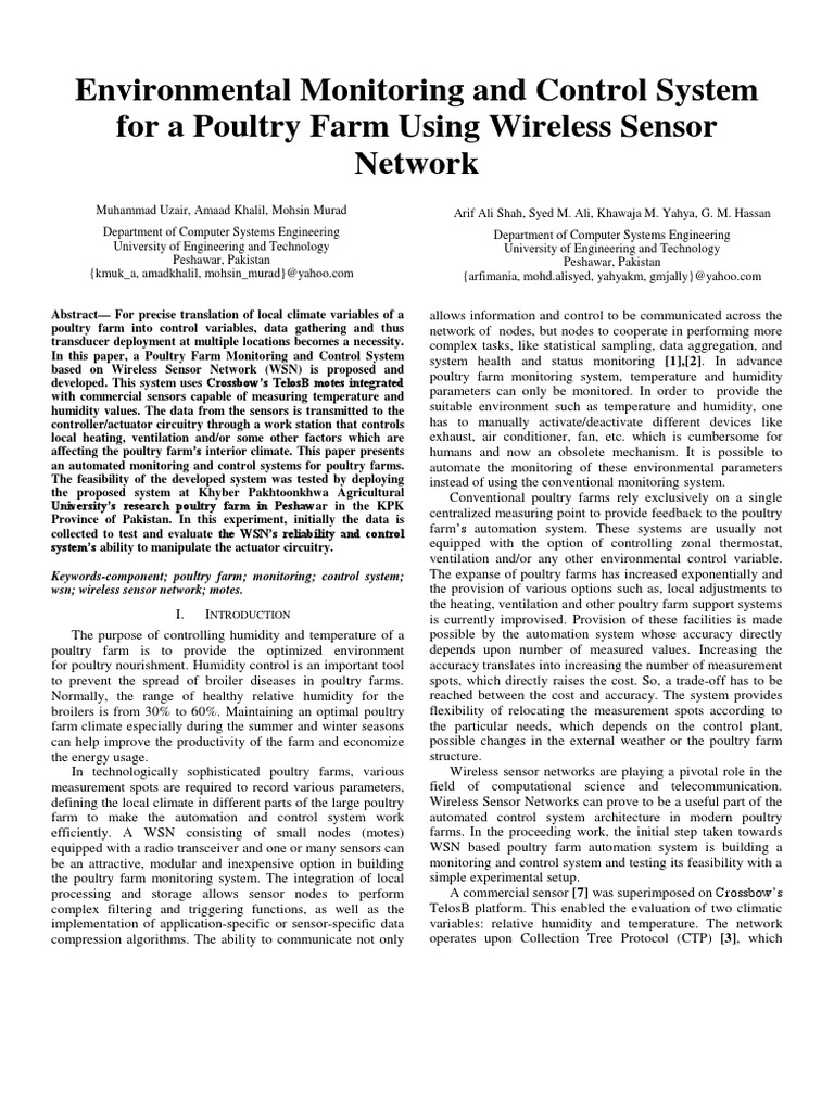 Environmental Monitoring and Control System For A Poultry Farm Using Wireless Sensor Network ...