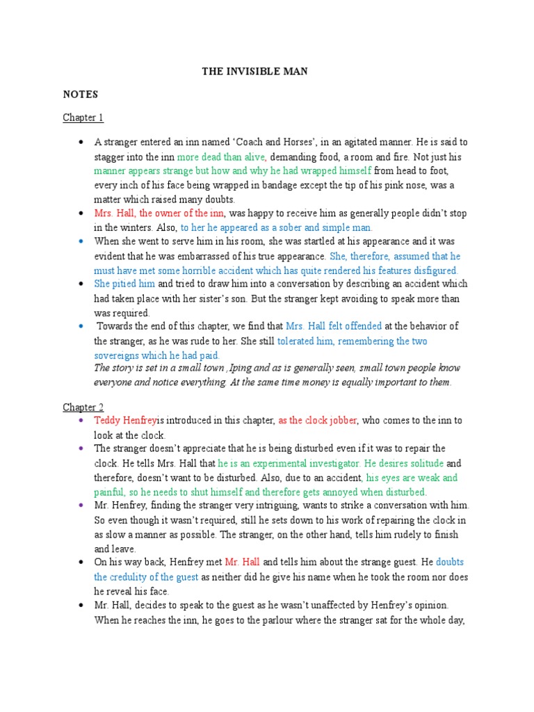 The Invisible Man - Notes | PDF | The Invisible Man | Science