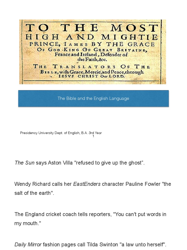 Bible and English Language | PDF | King James Version | Religious ...
