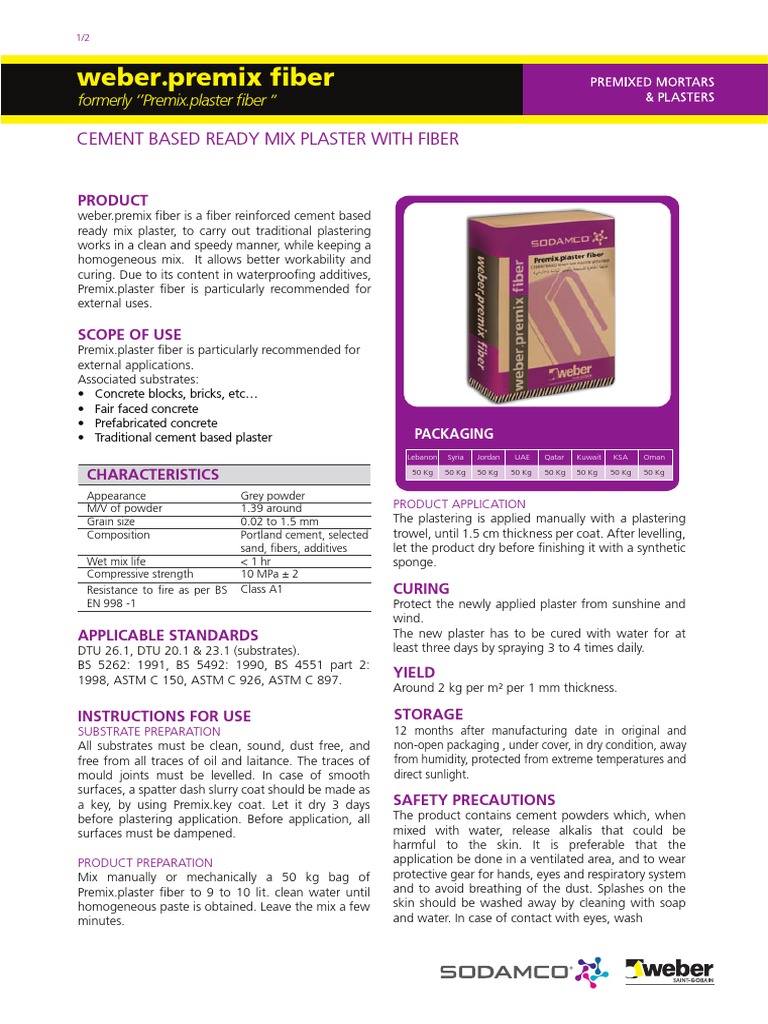 Weber - Premix Fiber | PDF | Concrete | Plaster