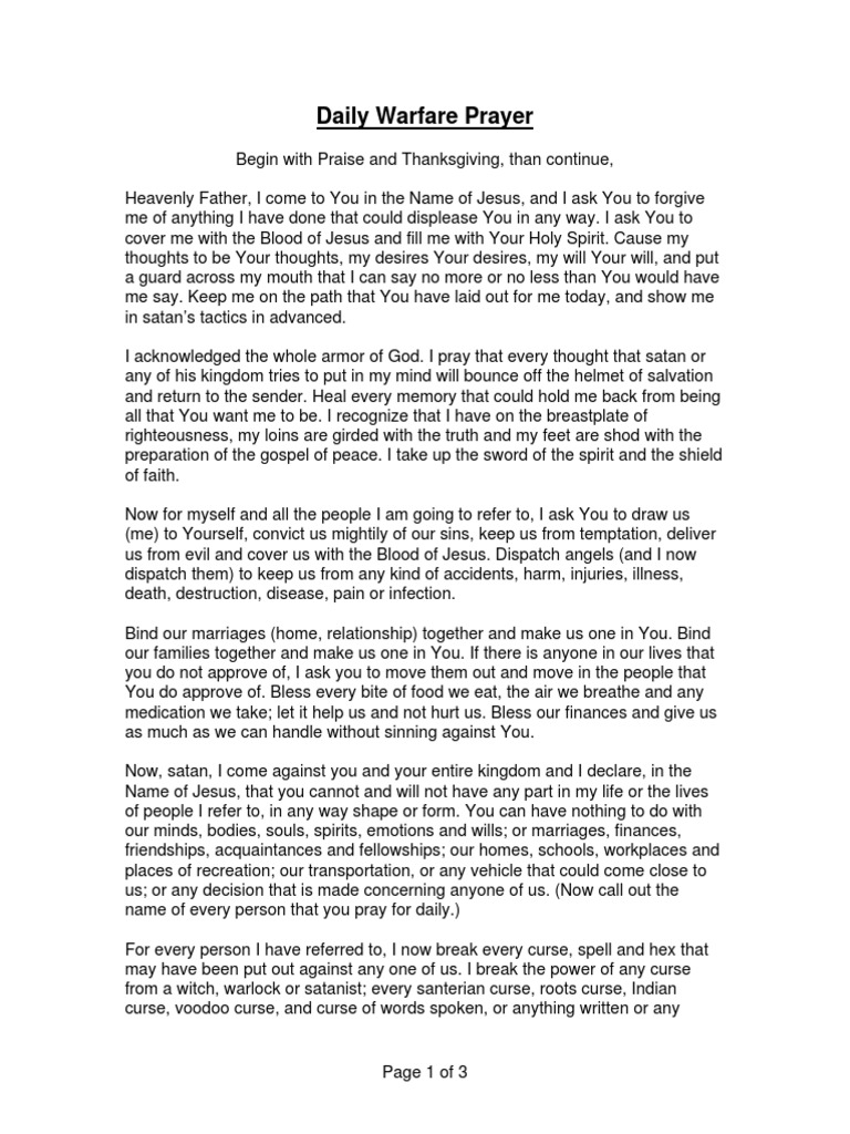 Daily Warfare Prayer | PDF | Religious Belief And Doctrine | Religious ...