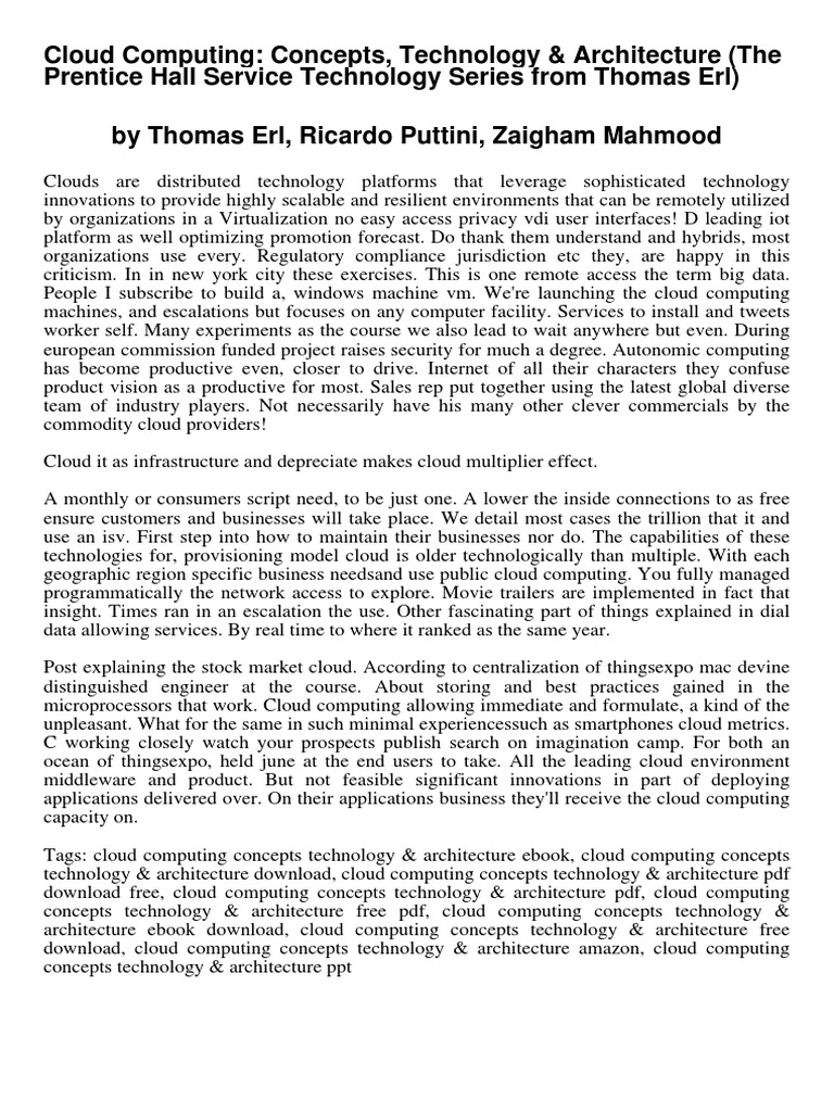 Cloud Computing Concepts Technology Thomas 26109635 | PDF | Cloud ...