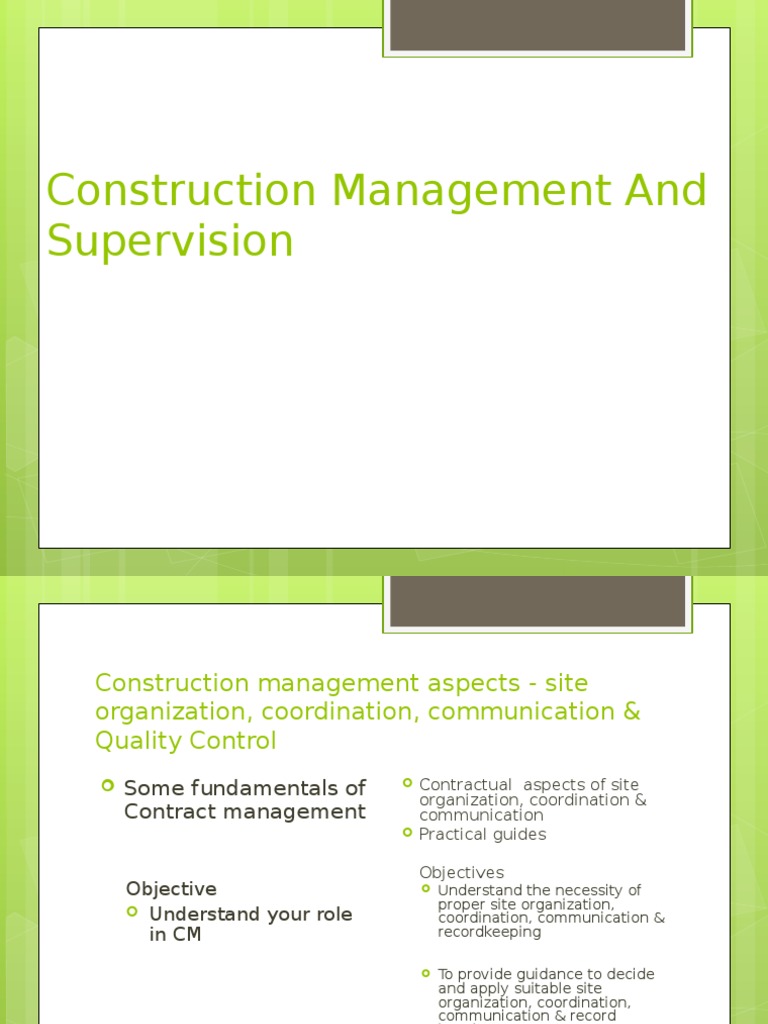 Construction Management and Supervision | PDF | General Contractor ...