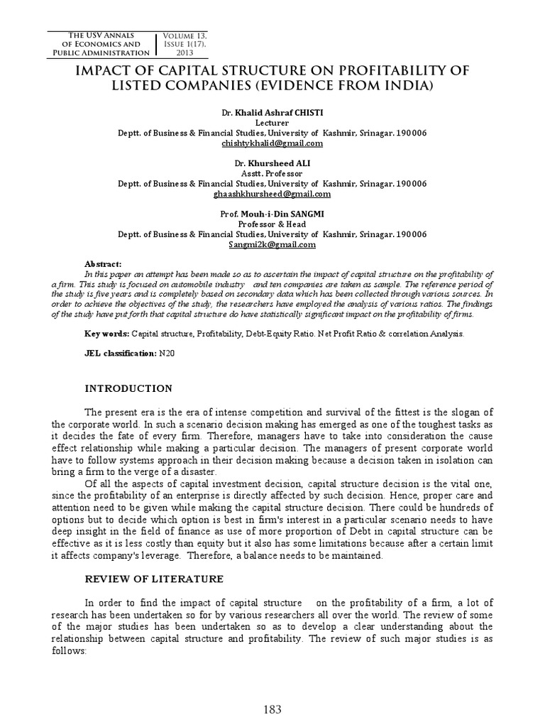 Capital Structure's Impact on Profitability | PDF | Career & Growth ...