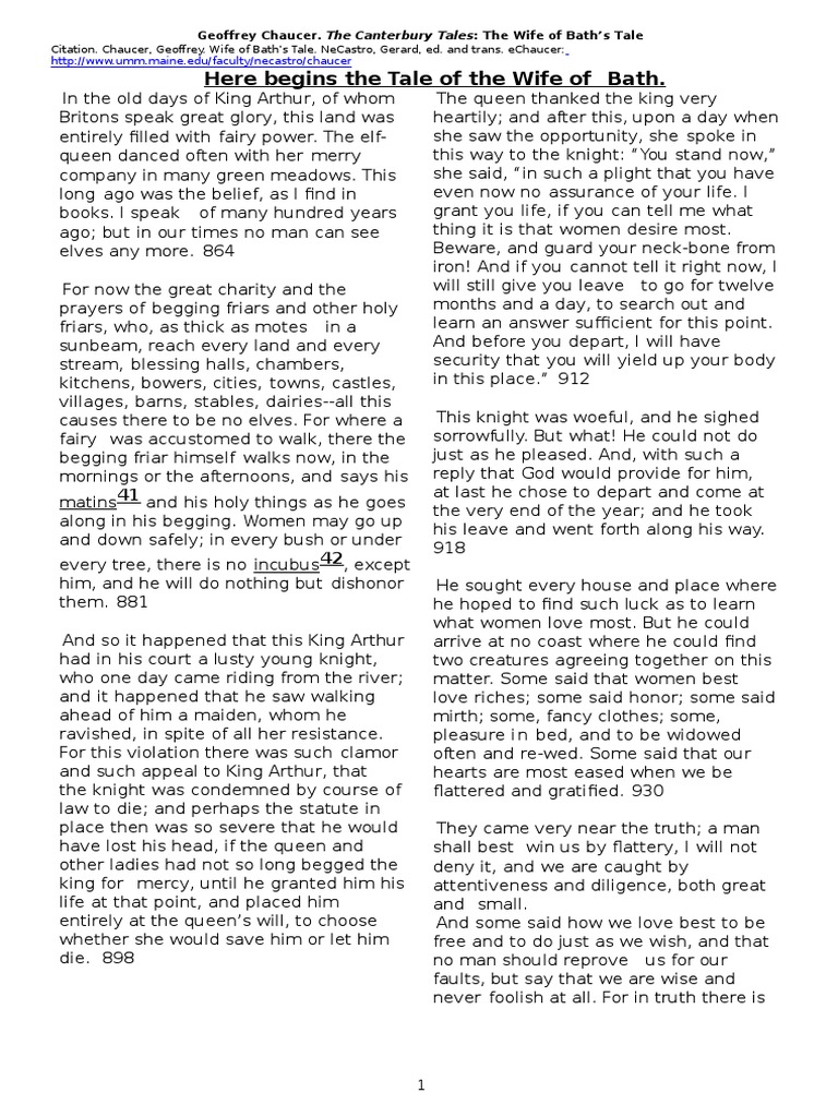 CT Prologue Wife of Baths Tale | The Canterbury Tales | Geoffrey Chaucer