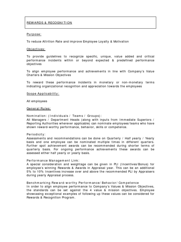 Rewards Recognition Policy | Performance Appraisal | Competence (Human ...