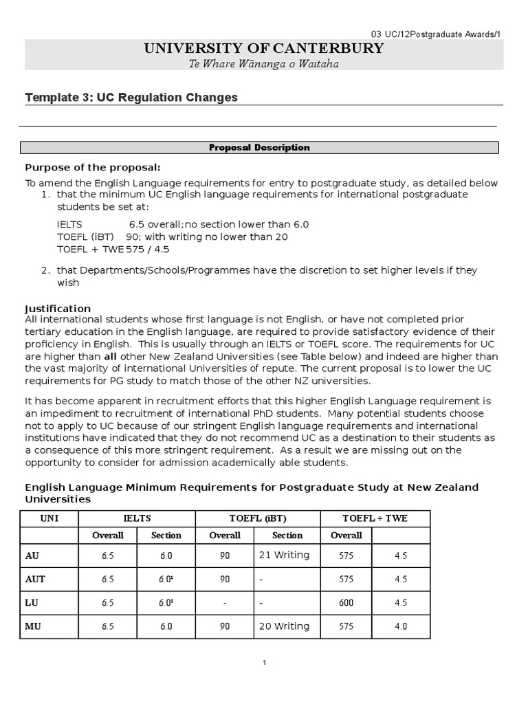 UC Postgraduate English Requirements Update | PDF | Career & Growth