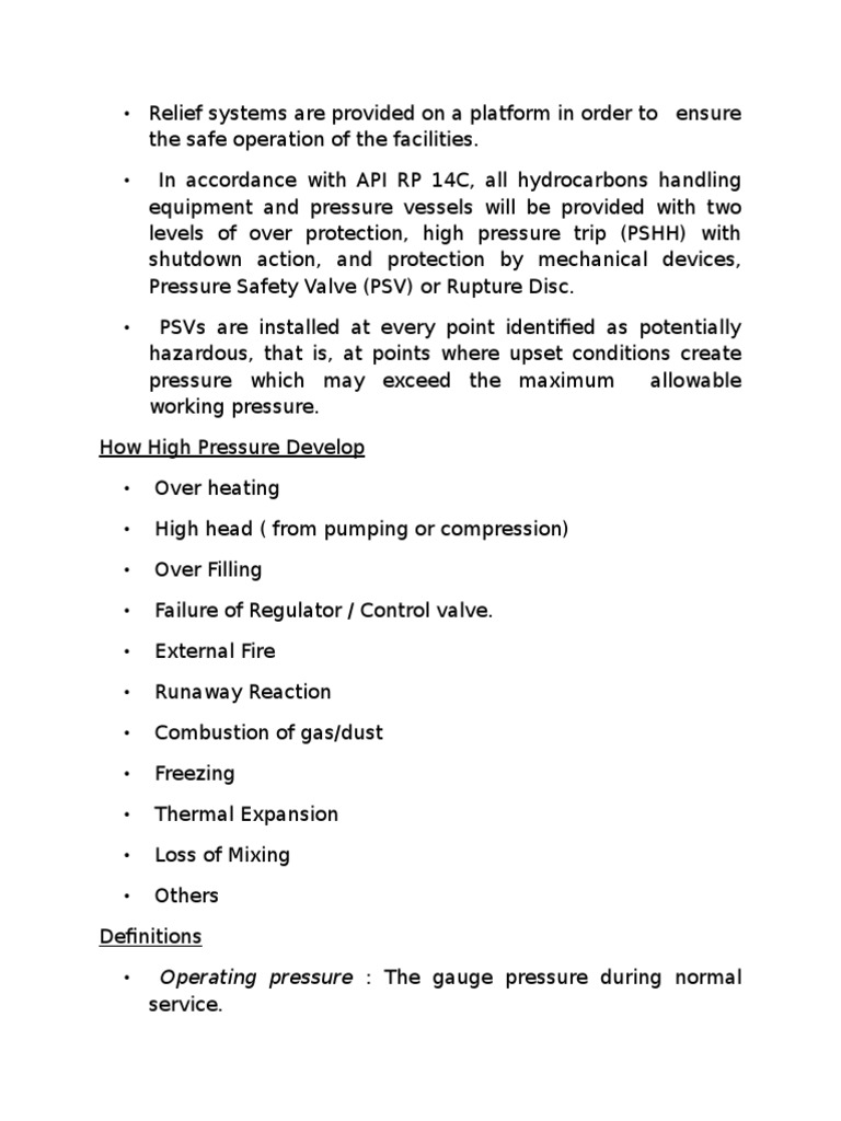 Operating Pressure: The Gauge Pressure During Normal | PDF | Valve ...