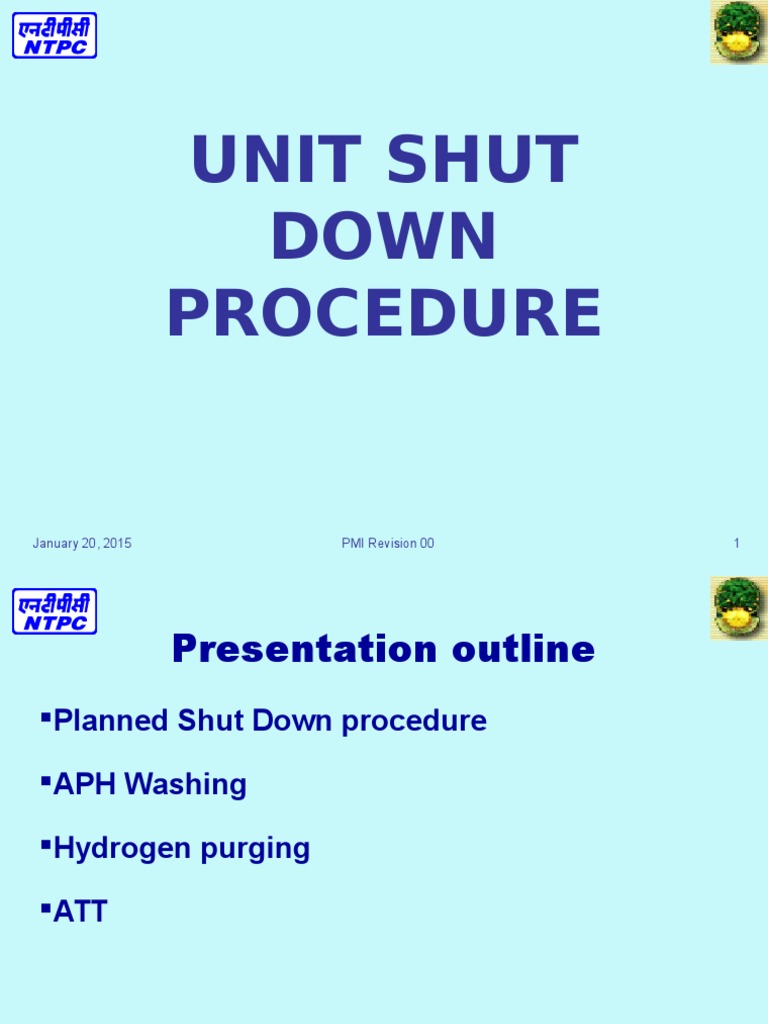 Unit Shut Down Procedure | PDF | Boiler | Valve