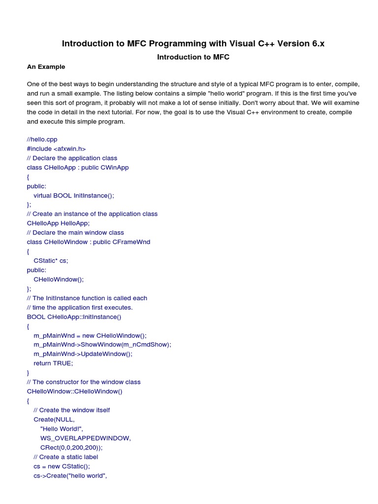 Introduction To MFC Programming | PDF | Class (Computer Programming) | Constructor (Object ...