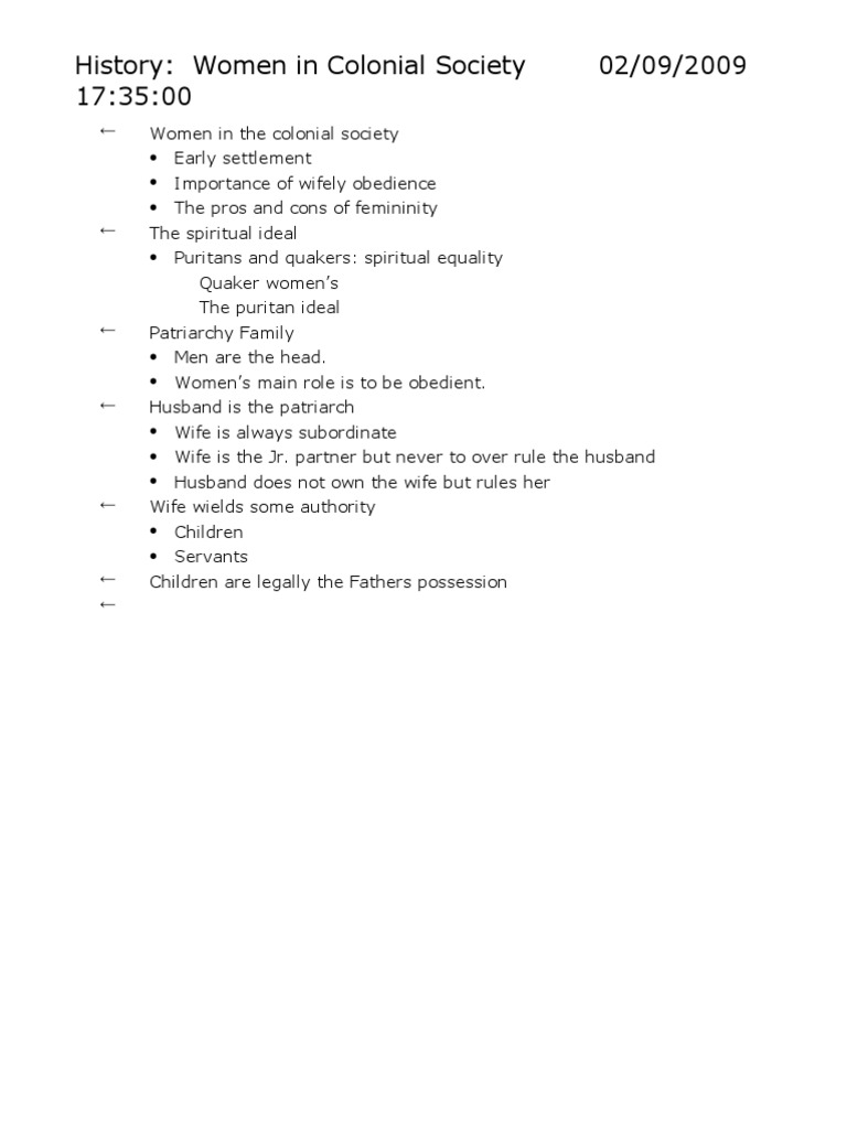Women's History: Women's Role in Colonial Society | PDF | Quakers ...