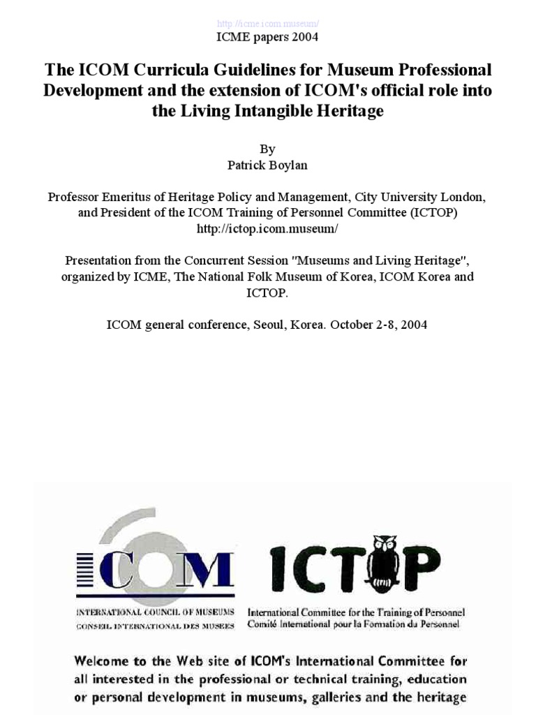 ICOM Museum Training Guidelines 2004 | PDF | Cultural Heritage | Curriculum