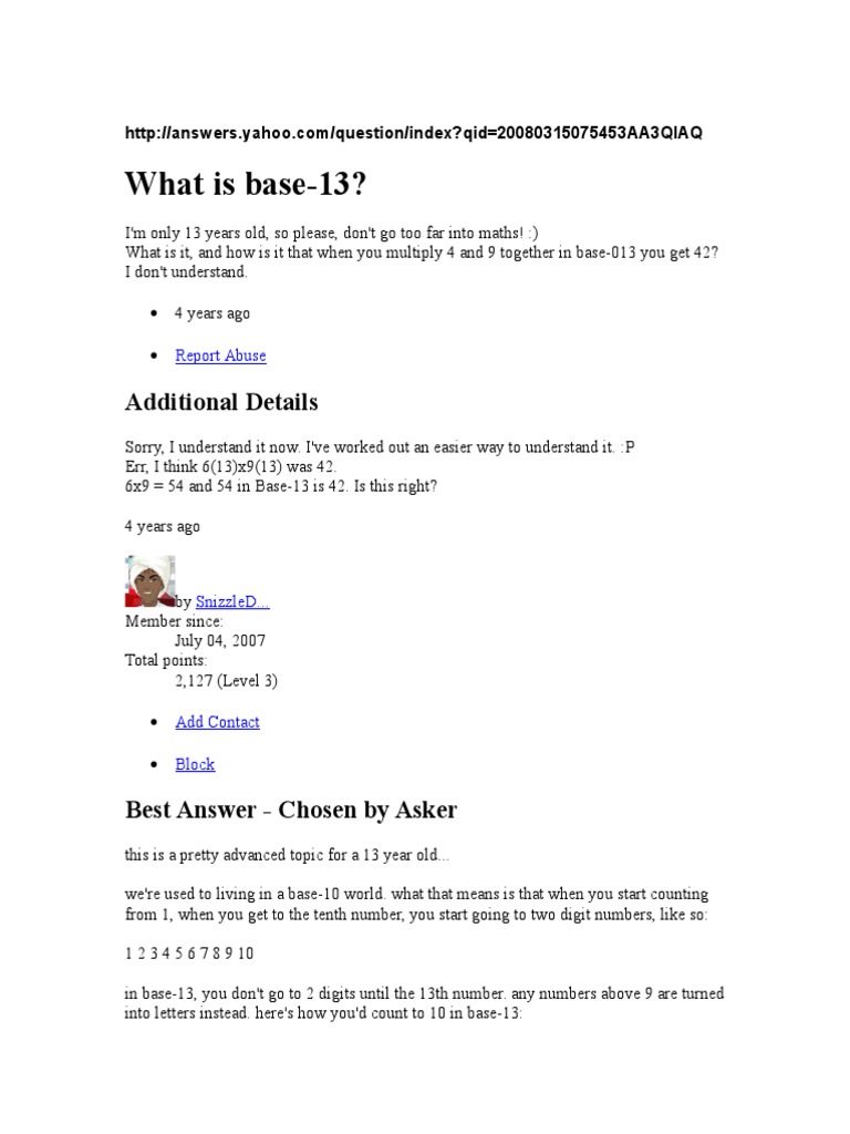 What Is Base-13?: Additional Details | PDF | Mathematical Notation ...