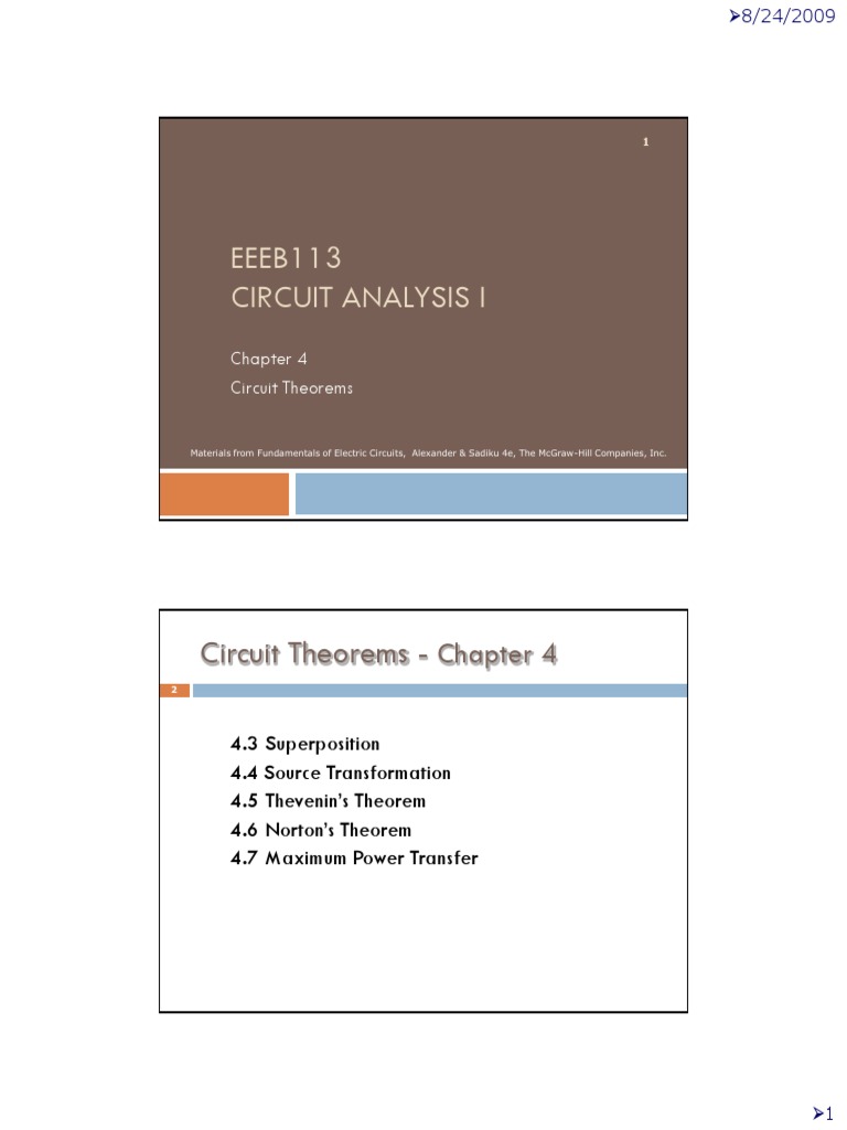 Circuit Analysis Theorems | PDF | Network Analysis (Electrical Circuits ...