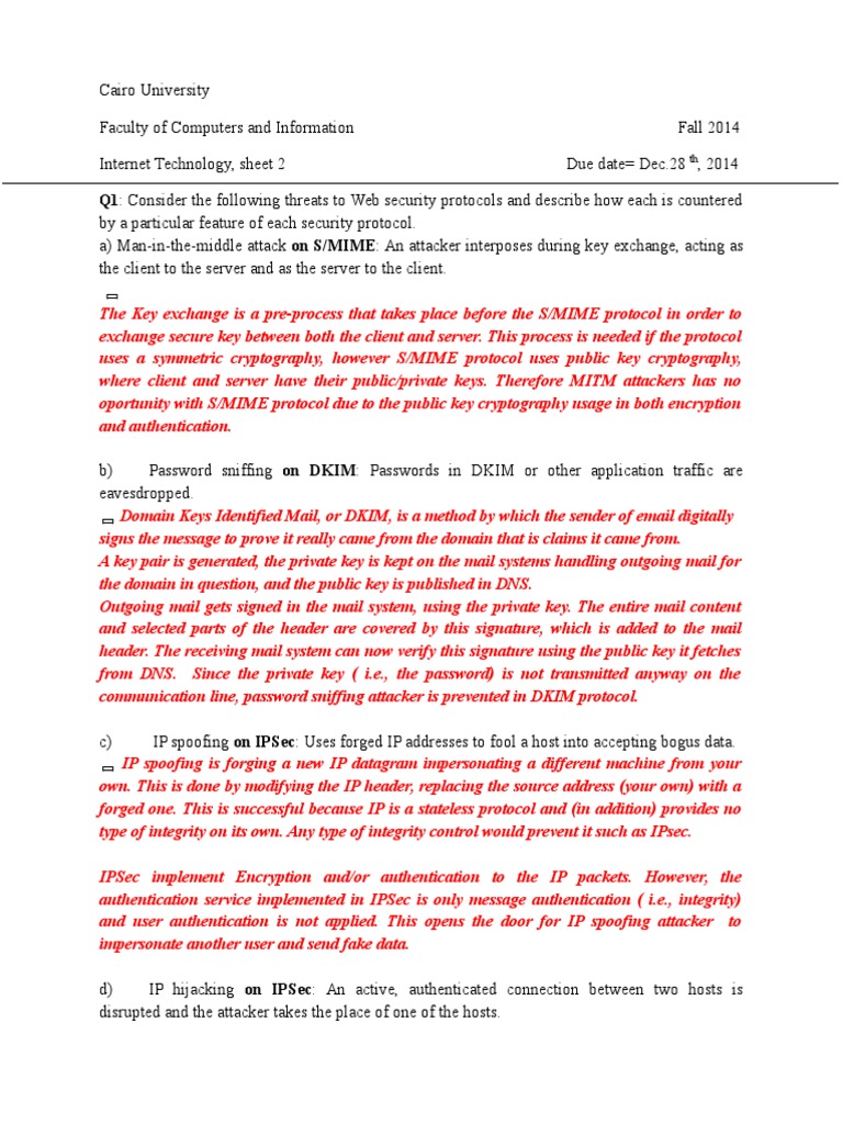 Internet Technology Sheet 2 | PDF | Transmission Control Protocol ...
