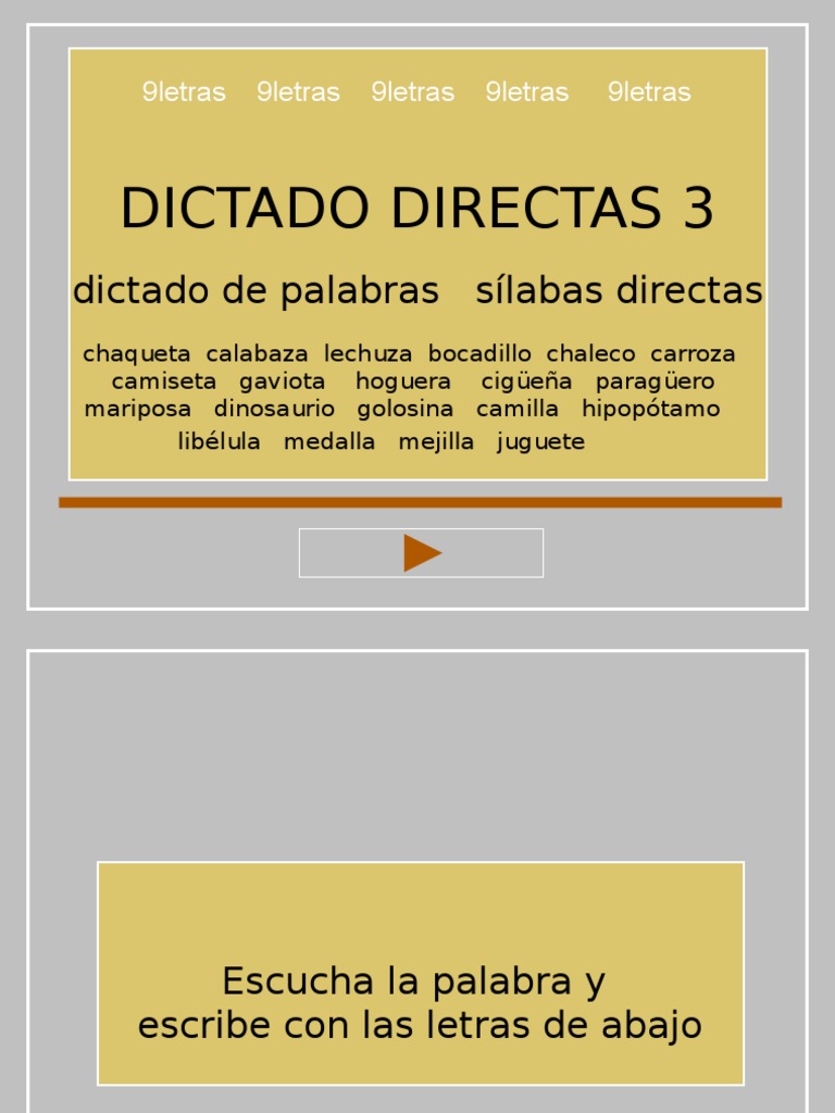 Dictado de Palabras Sílabas Directas | PDF | Language Arts & Discipline