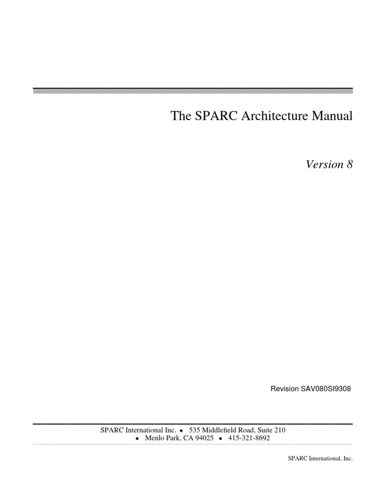 The SPARC Architecture Manual | PDF | Central Processing Unit | Integer (Computer Science)
