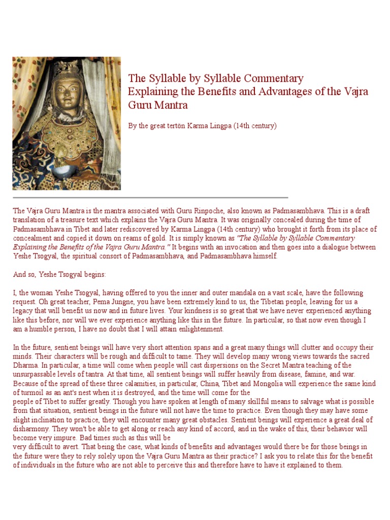 The Syllable by Syllable Commentary Explaining The Benefits and ...