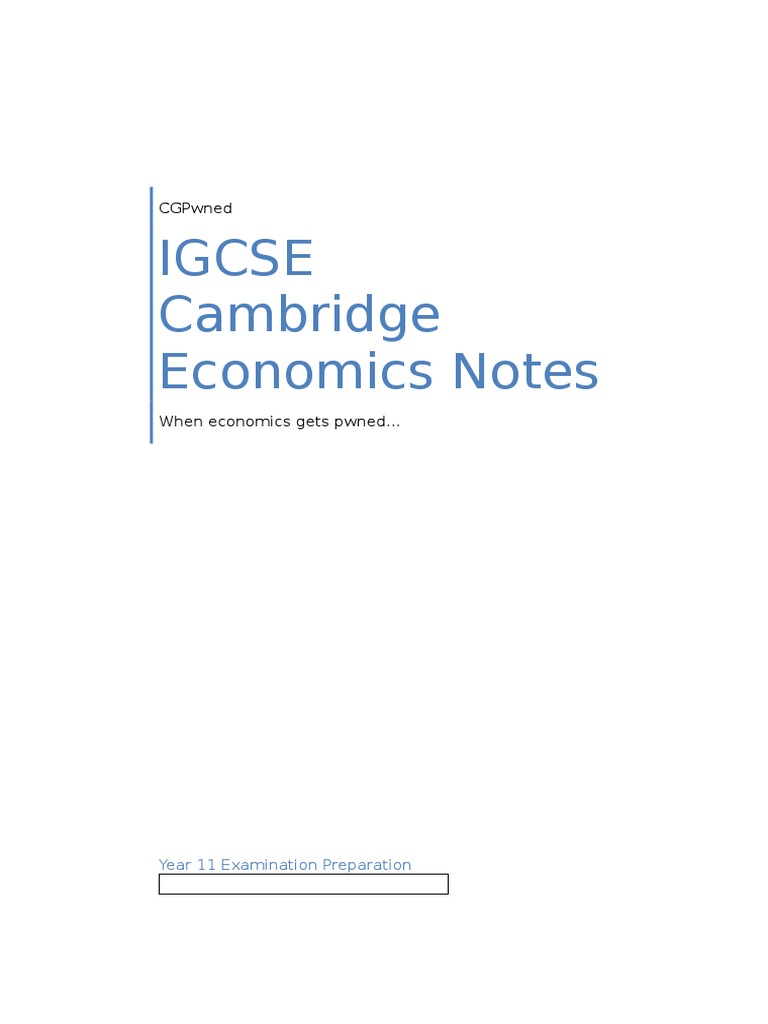 IGCSE Economics Study Guide | PDF | Supply (Economics) | Demand