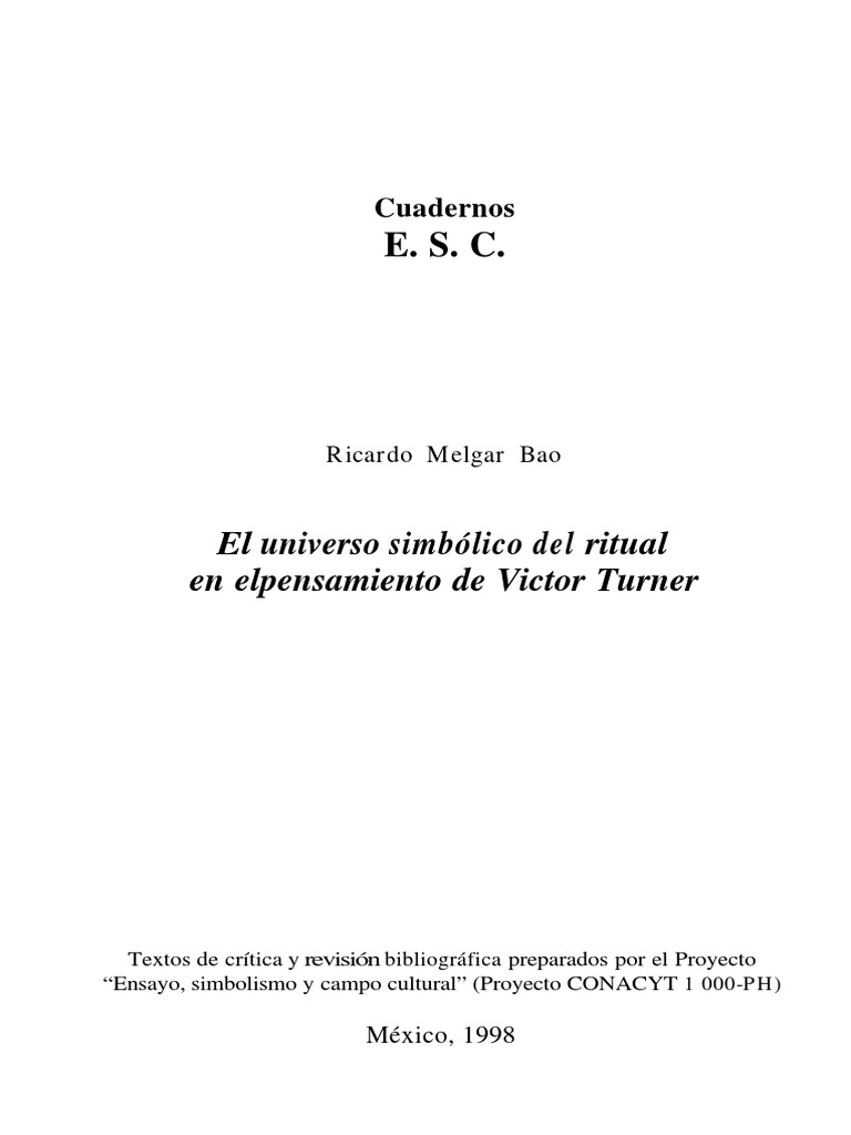 El Universo Simbólico Del Ritual en El Pensamiento de Victor Turner ...