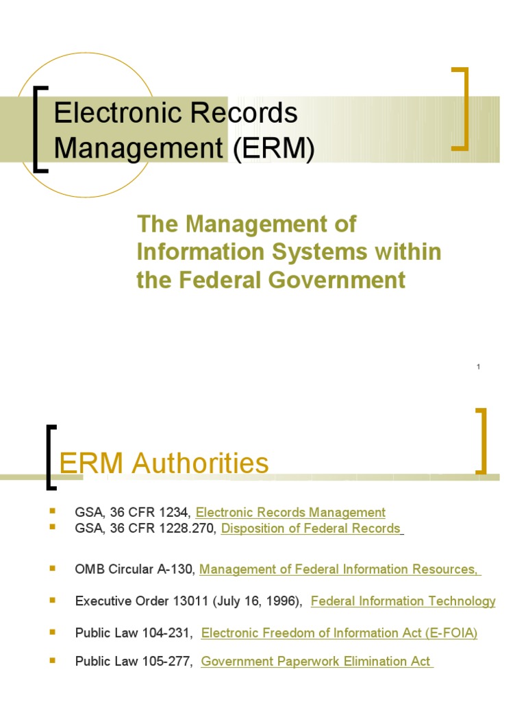 Electronic Records Management (ERM) | PDF | Records Management ...