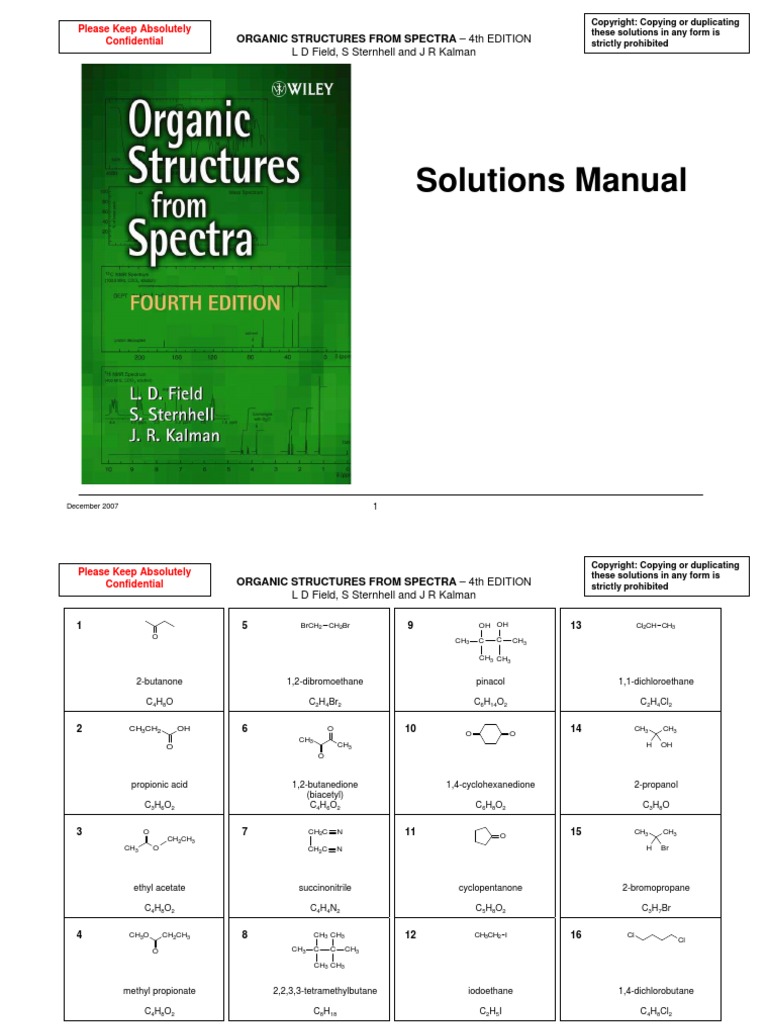 Organic Structures From Spectra-Edition 4-Solutions Manual-Libre | PDF ...