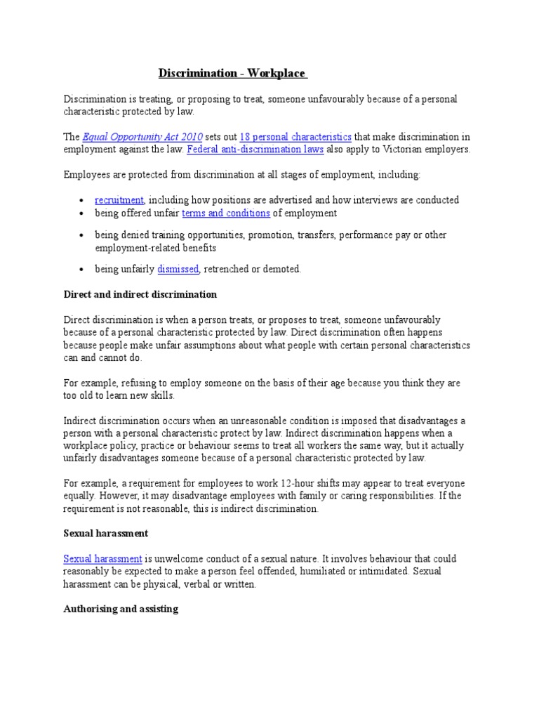 1 - Discrimination at Workplace | PDF | Harassment | Discrimination
