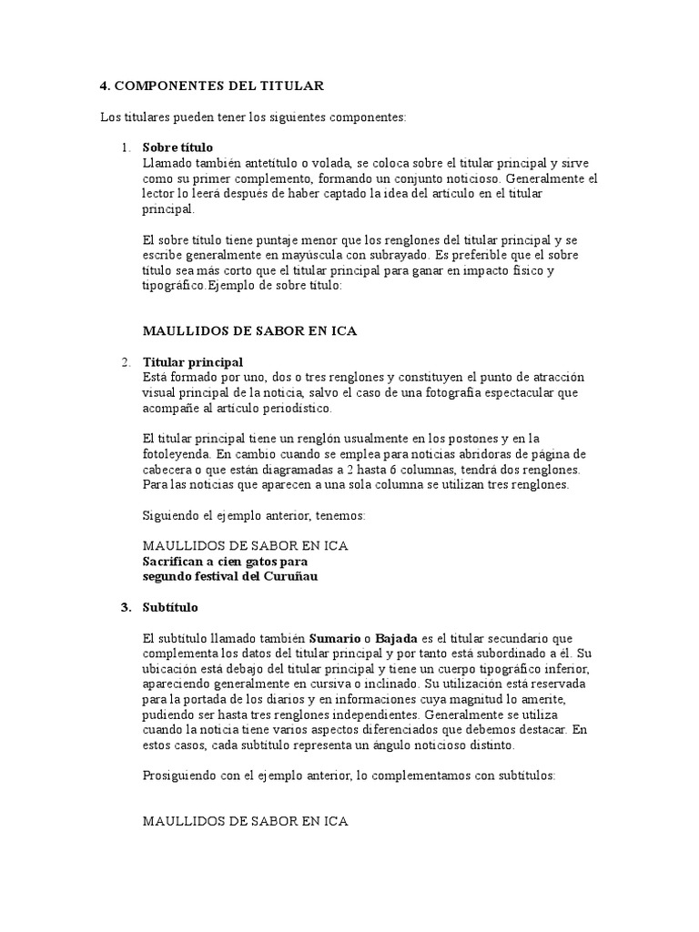 Componentes de Un Titular | PDF | Tipografía | Perú