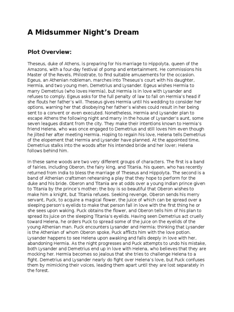 Shakespeare - Notes | A Midsummer Night's Dream | Shakespearean Characters