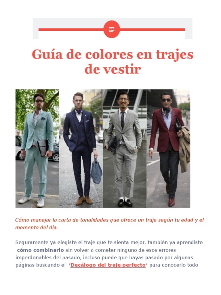 Guía de Colores en Trajes de Vestir | PDF | Traje (ropa) | Color
