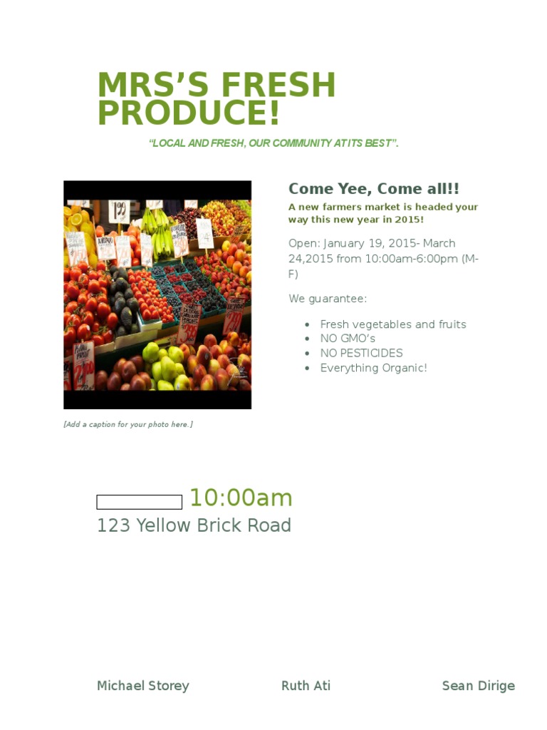 Local Organic Farmers Market 2015 | PDF