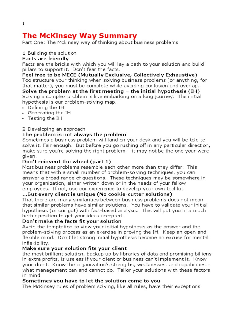Book Summary - The Mckinsey Way | PDF | Thought | Cognition