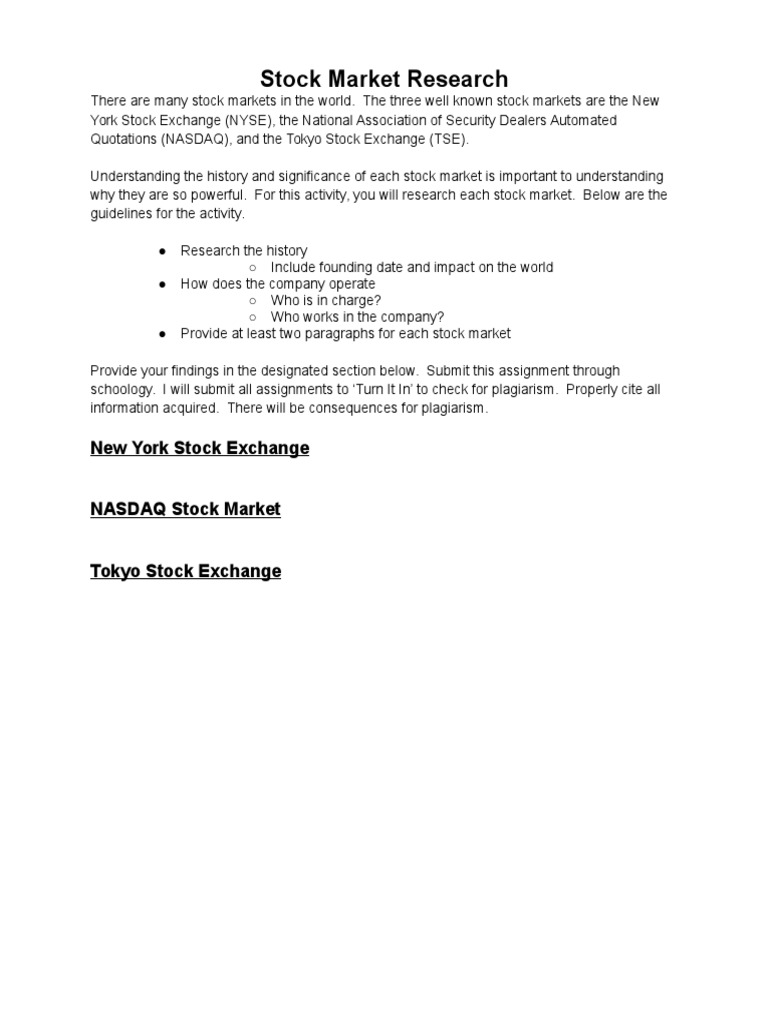 Stock Market Research | PDF | Finance & Money Management | Social Science