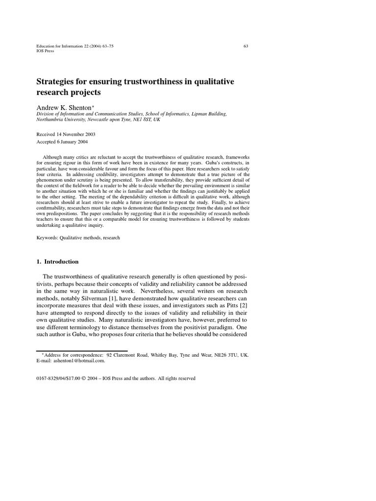 Method - Trustworthiness in Qualitative Research | PDF | Business