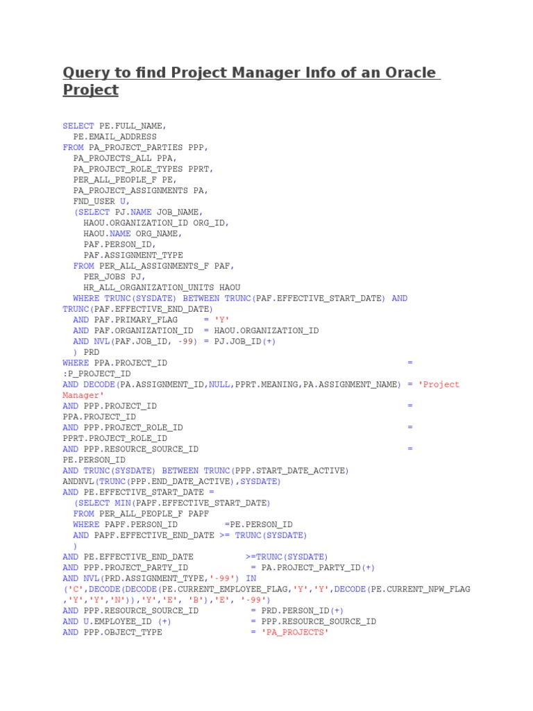 Oracle Projects Useful Queries | PDF | Computing | Sql