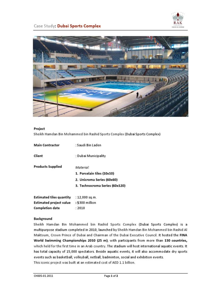 Case Study-Dubai Sports Complex | PDF | Dubai | Sports