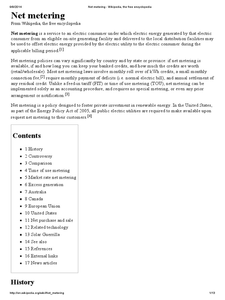 Net Metering - Wikipedia, The Free Encyclopedia | PDF | Alternative ...