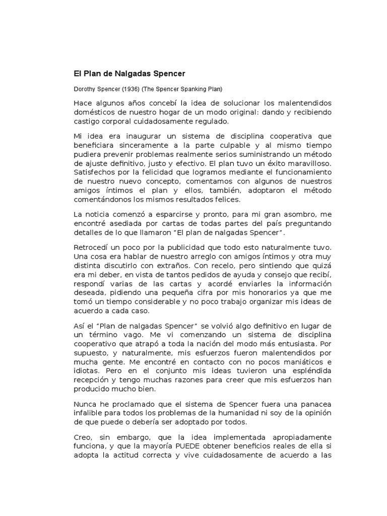 El Plan de Nalgadas Spencer | PDF | Azotaina | Disciplinas