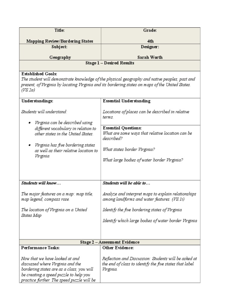 Virginia's Bordering States Mapping Guide | PDF | Education Theory ...