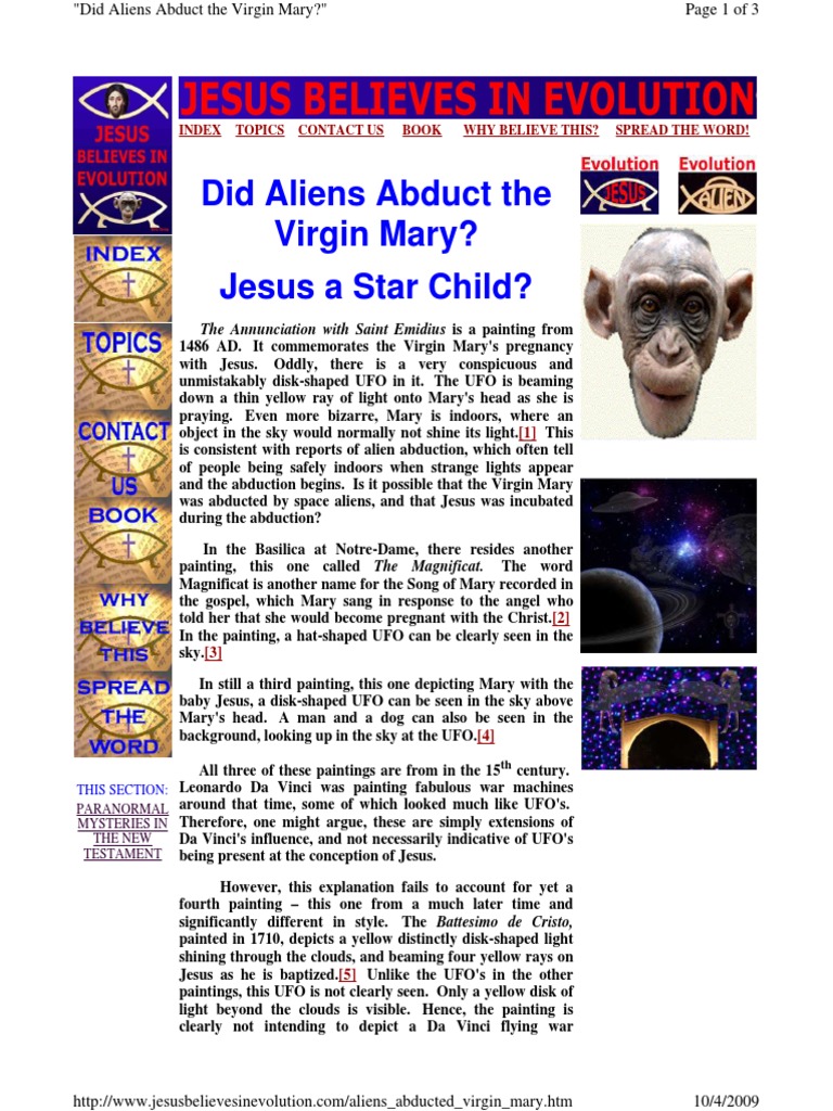 Did Aliens Abduct The Virgin Mary | PDF | Mary, Mother Of Jesus ...
