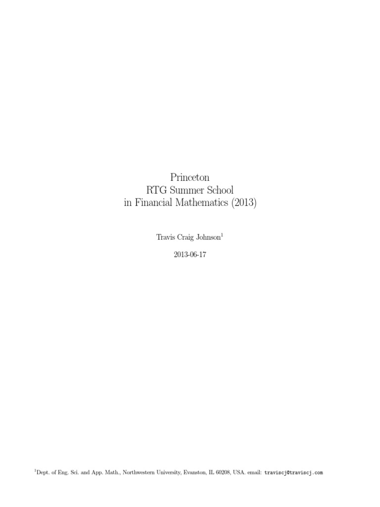 Princeton Financial Math PDF | PDF | Option (Finance) | Hedge (Finance)