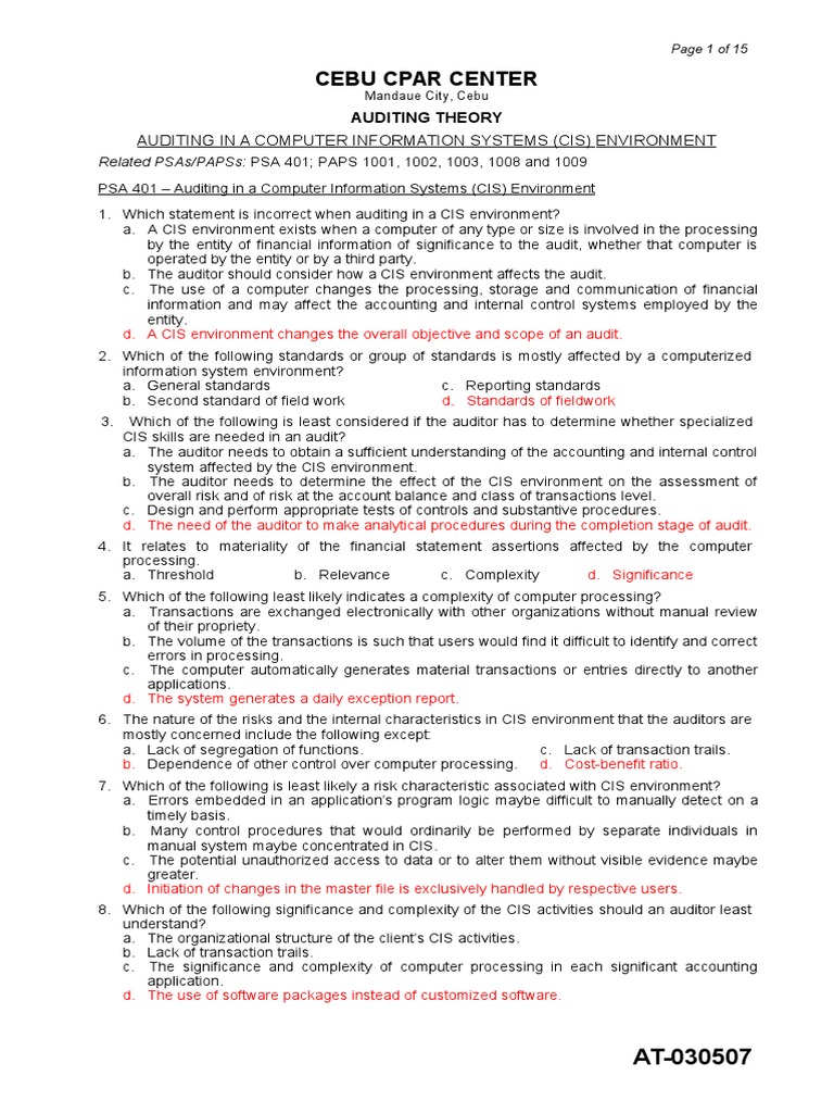 Auditing in A CIS Environment | PDF | Computer Network | Databases
