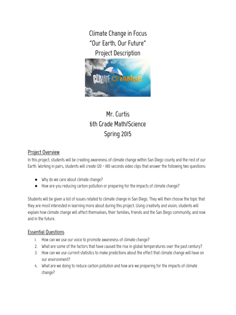Student Climate Change Awareness Project | PDF