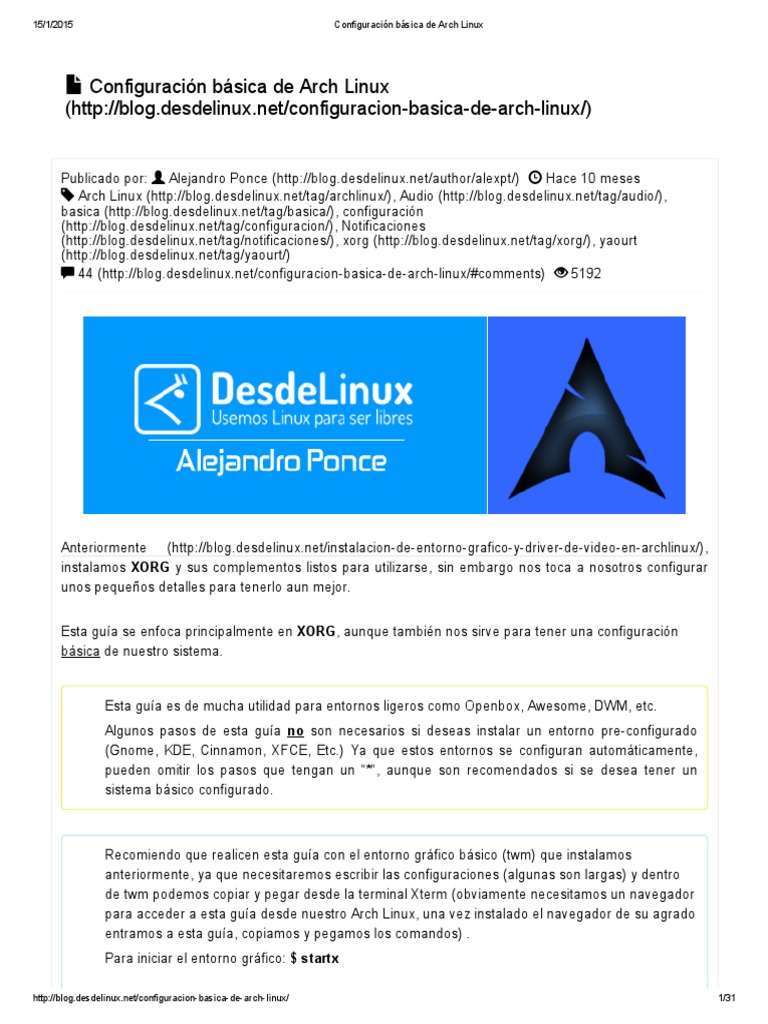 Guía de Configuración de Arch Linux | PDF | Proyectos de software libre ...
