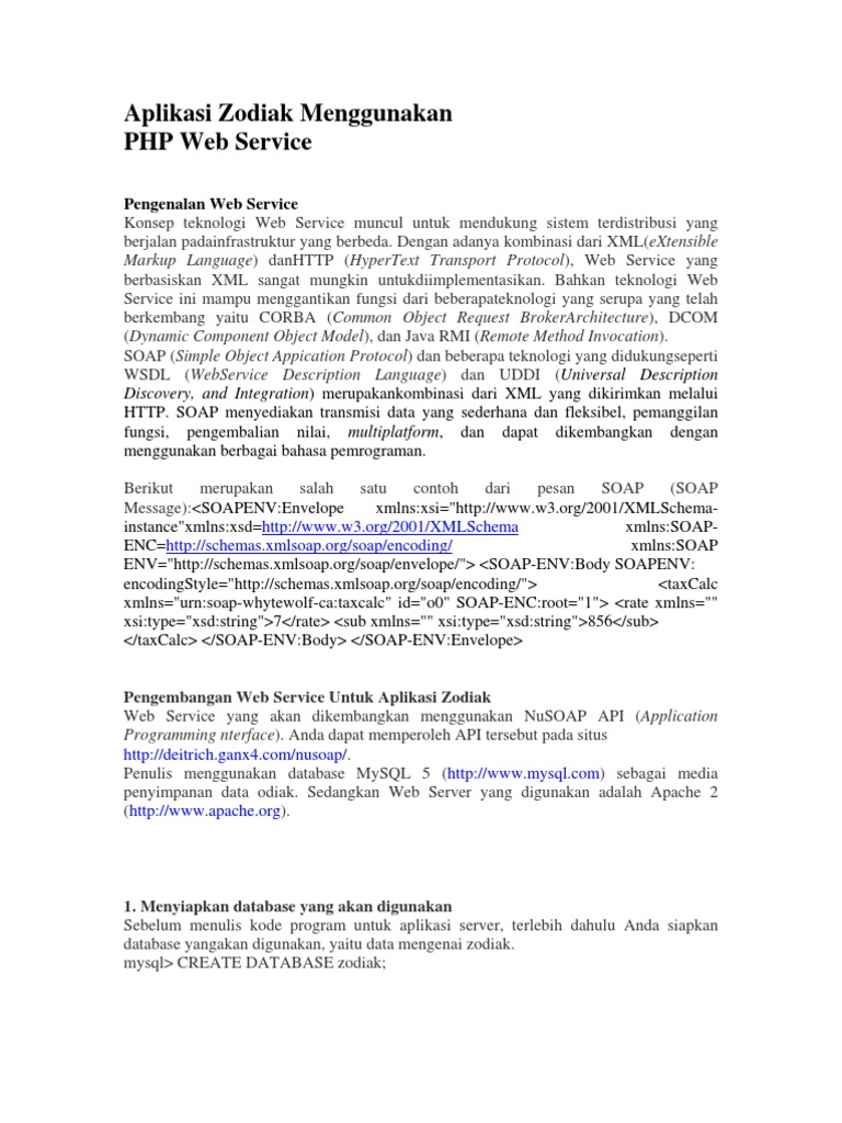 Aplikasi Zodiak Menggunakan PHP Web Service | PDF