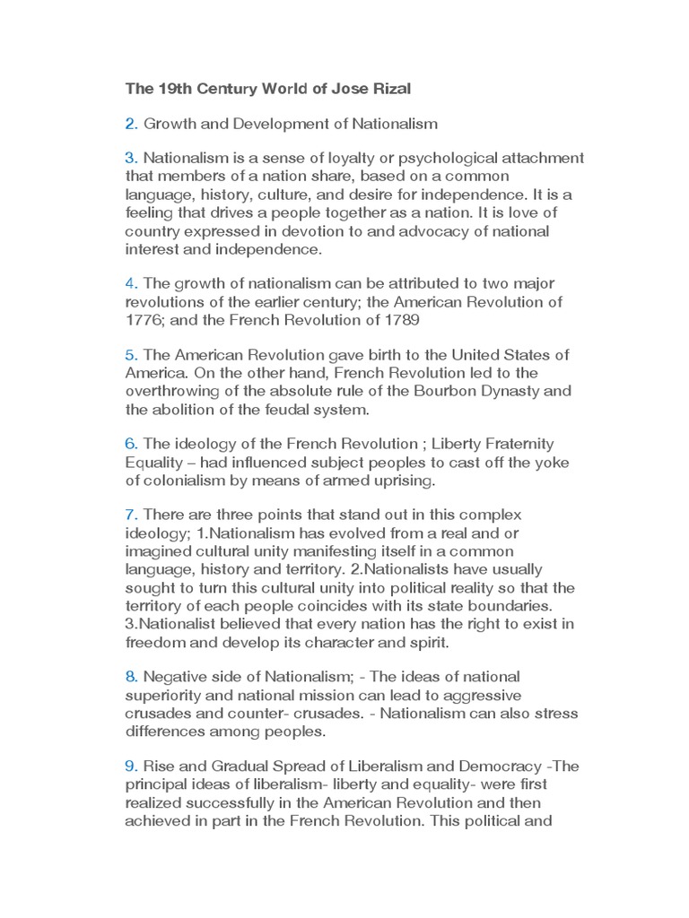 The 19th Century World of Jose Rizal | PDF | Liberalism | Nationalism