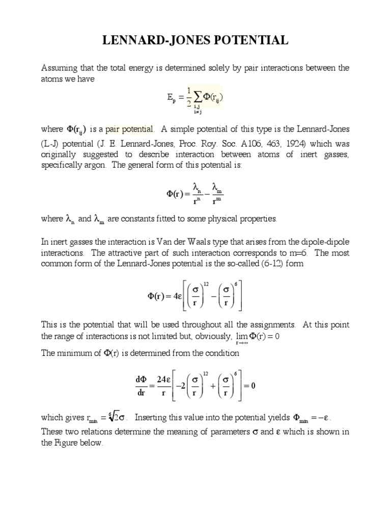 Lenard Jones Potential | PDF | Chemical Equilibrium | Molecular Dynamics